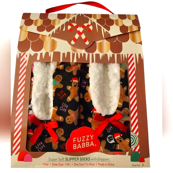 Fuzzy Babba | Other | Fuzzy Babba Gingerbread Man Slipper Socks With ...